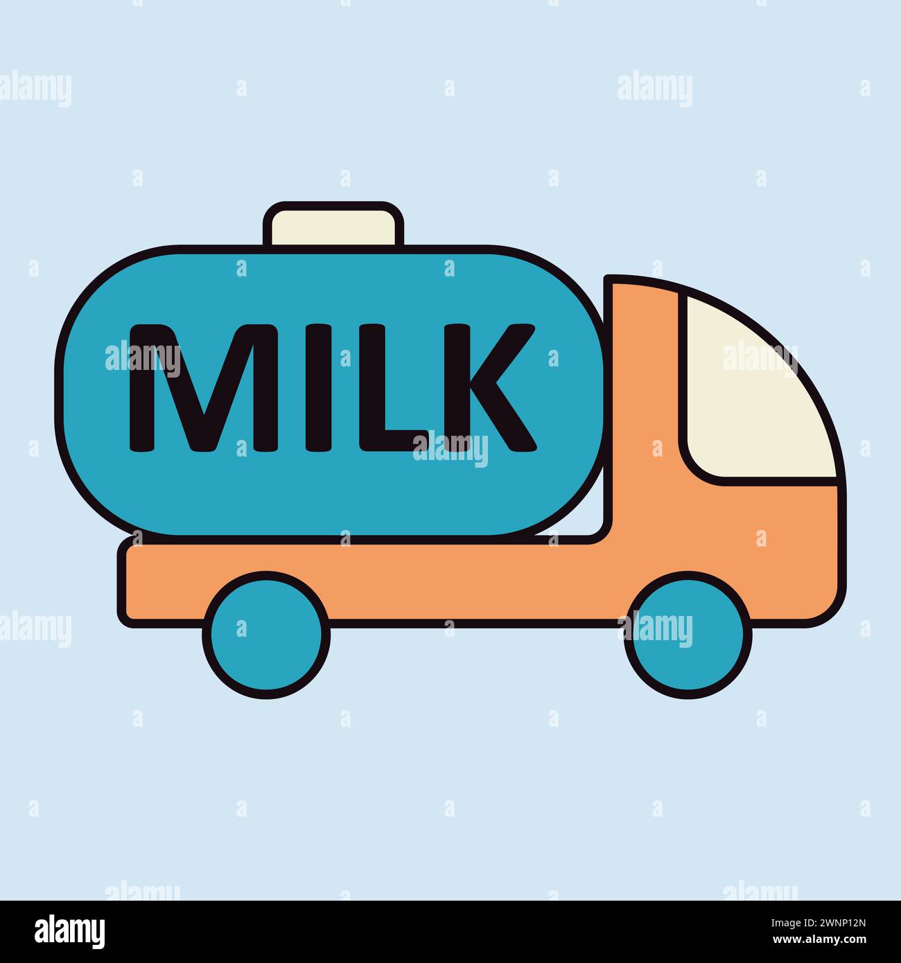 Dairy milk delivery service, truck with milk vector icon. Dairy product ...