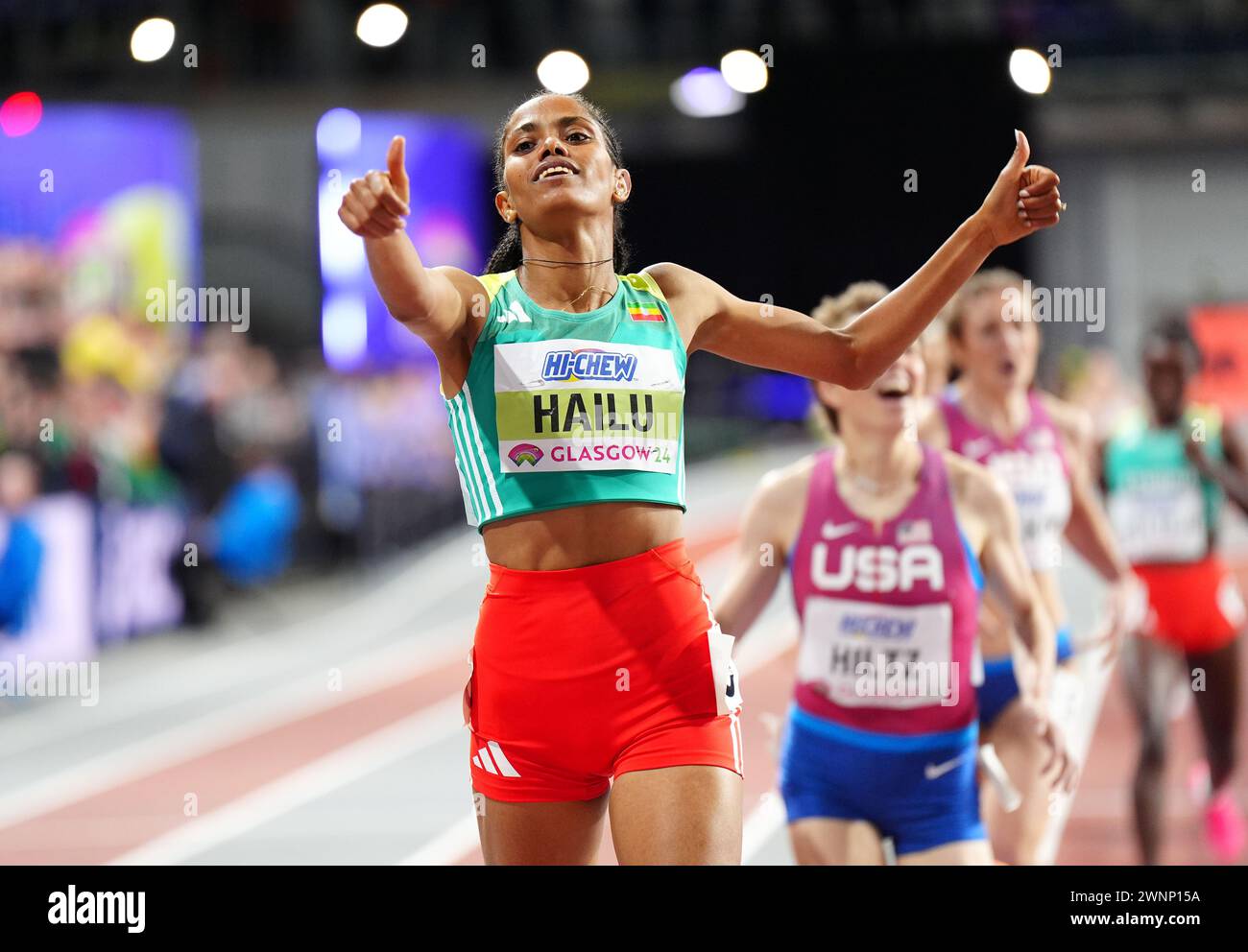Ethiopia's Frewenyi Hailu celebrates gold in the Women's 1500m final ...