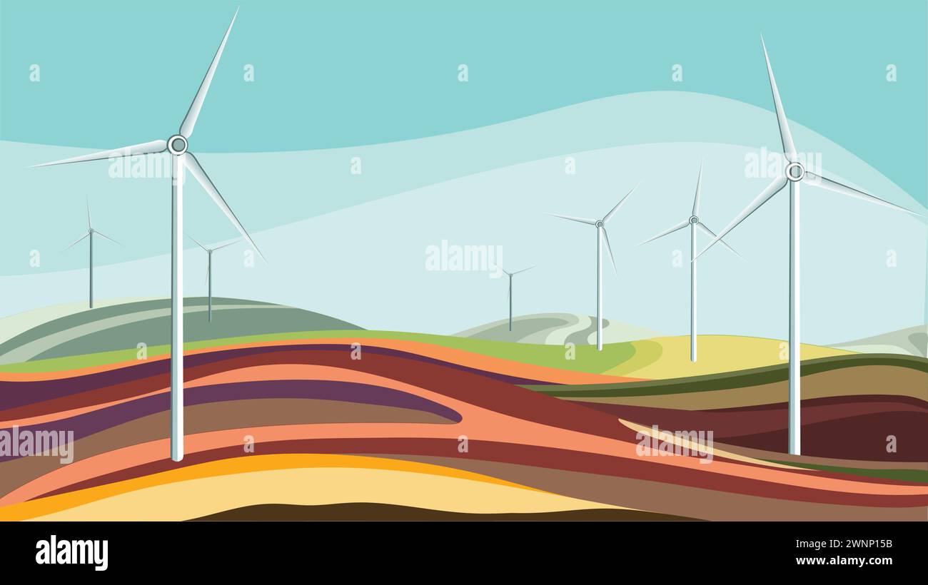 Tall wind turbines Stock Vector Images - Alamy