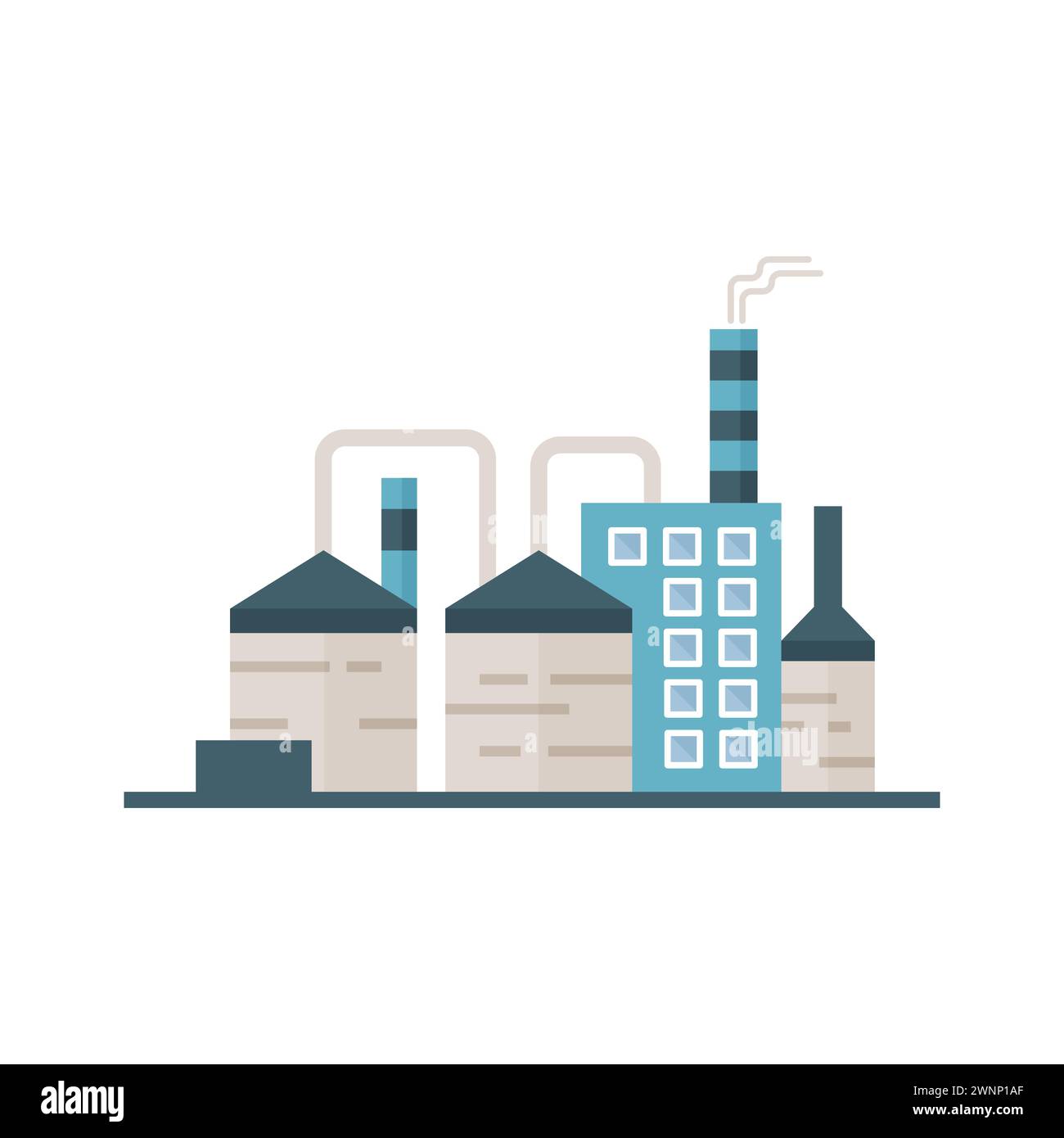 Factory station, industrial buildings, chimney and storage tanks with ...