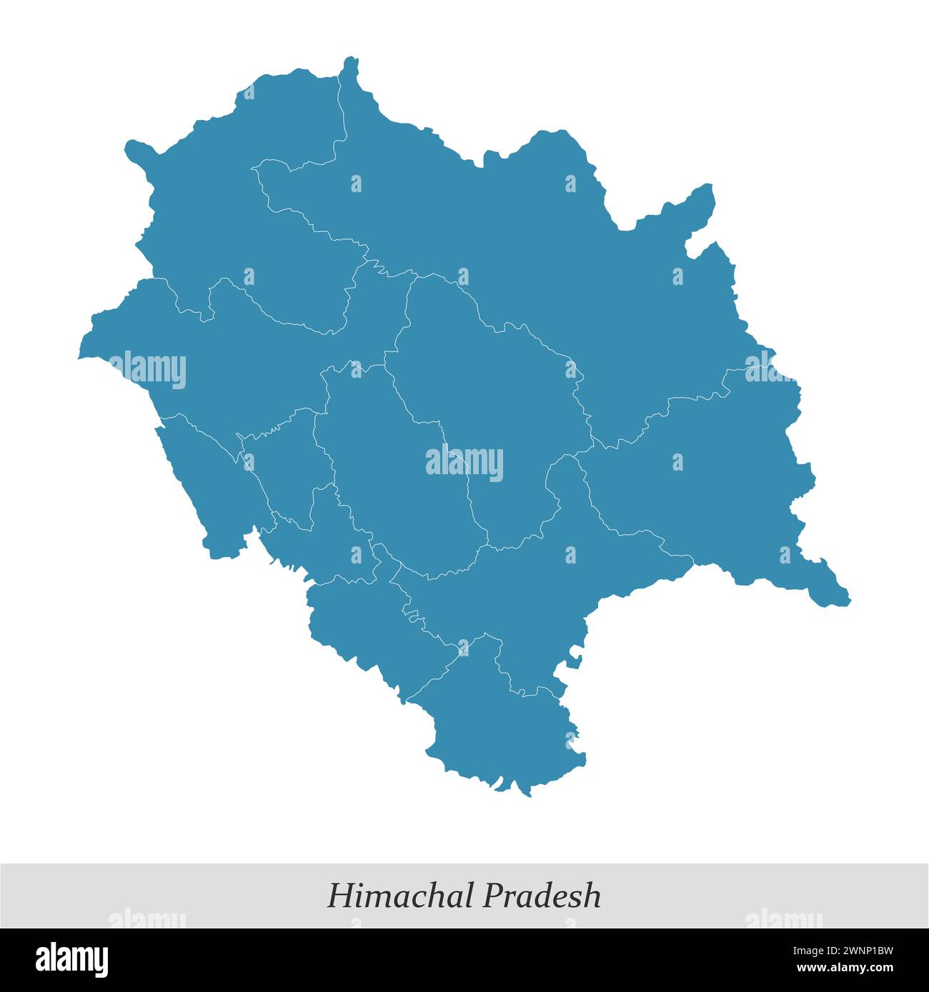 map of Himachal Pradesh is a state of India with borders districts ...