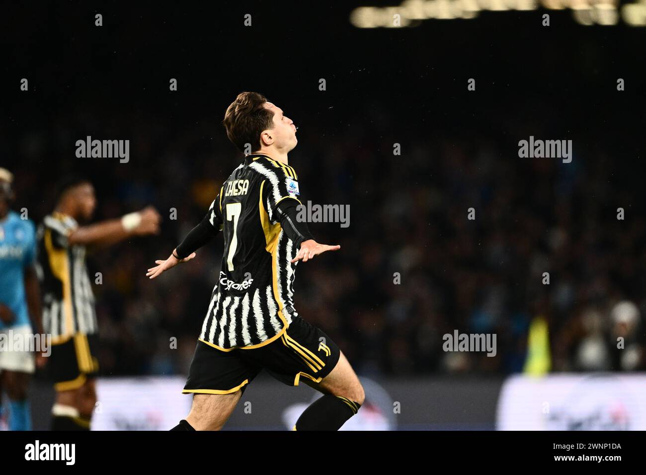 Naples, Italy. 3rd Mar, 2024. Federico Chiesa of Juventus FC celebrates ...