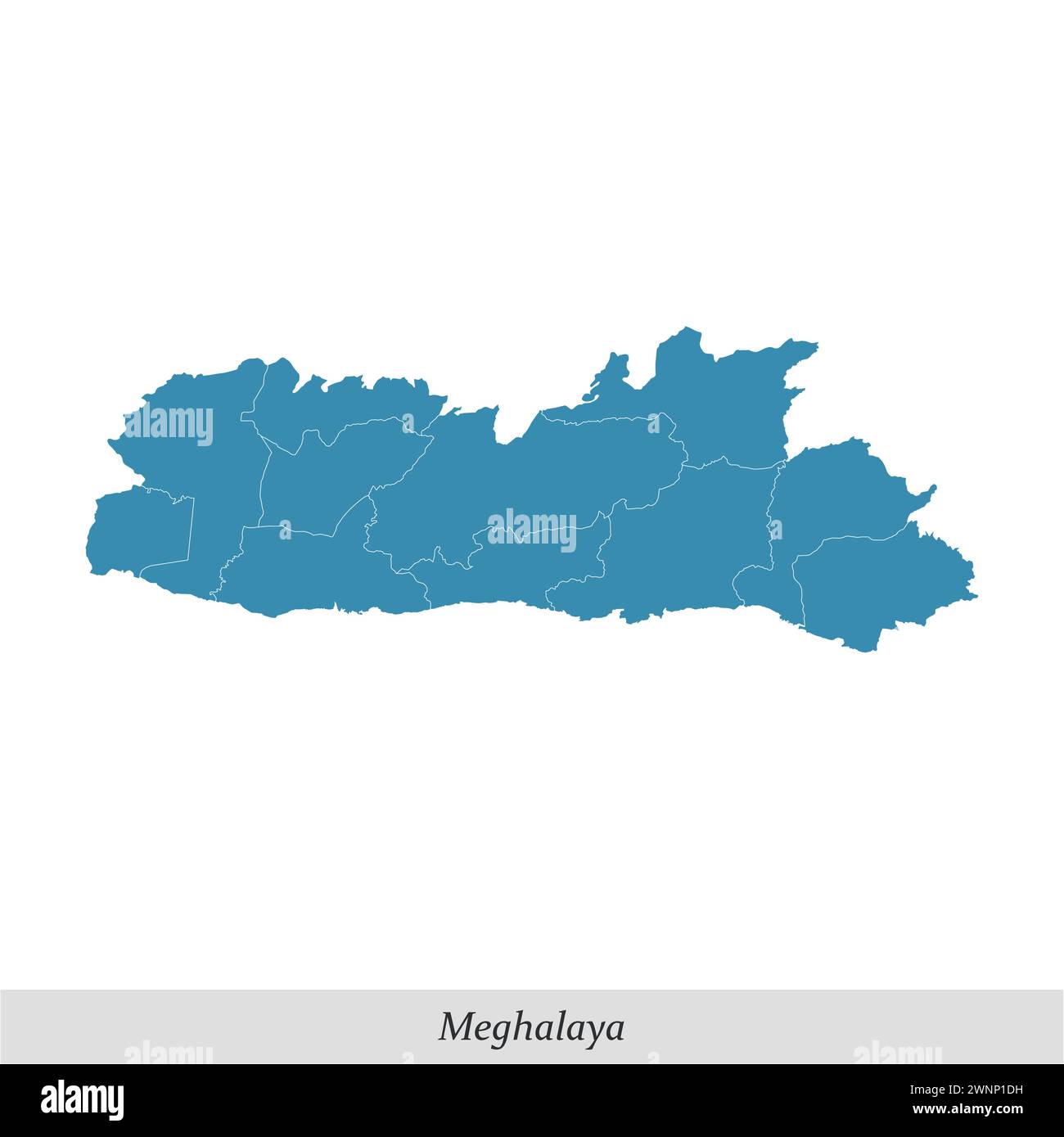 map of Meghalaya is a state of India with borders districts Stock ...