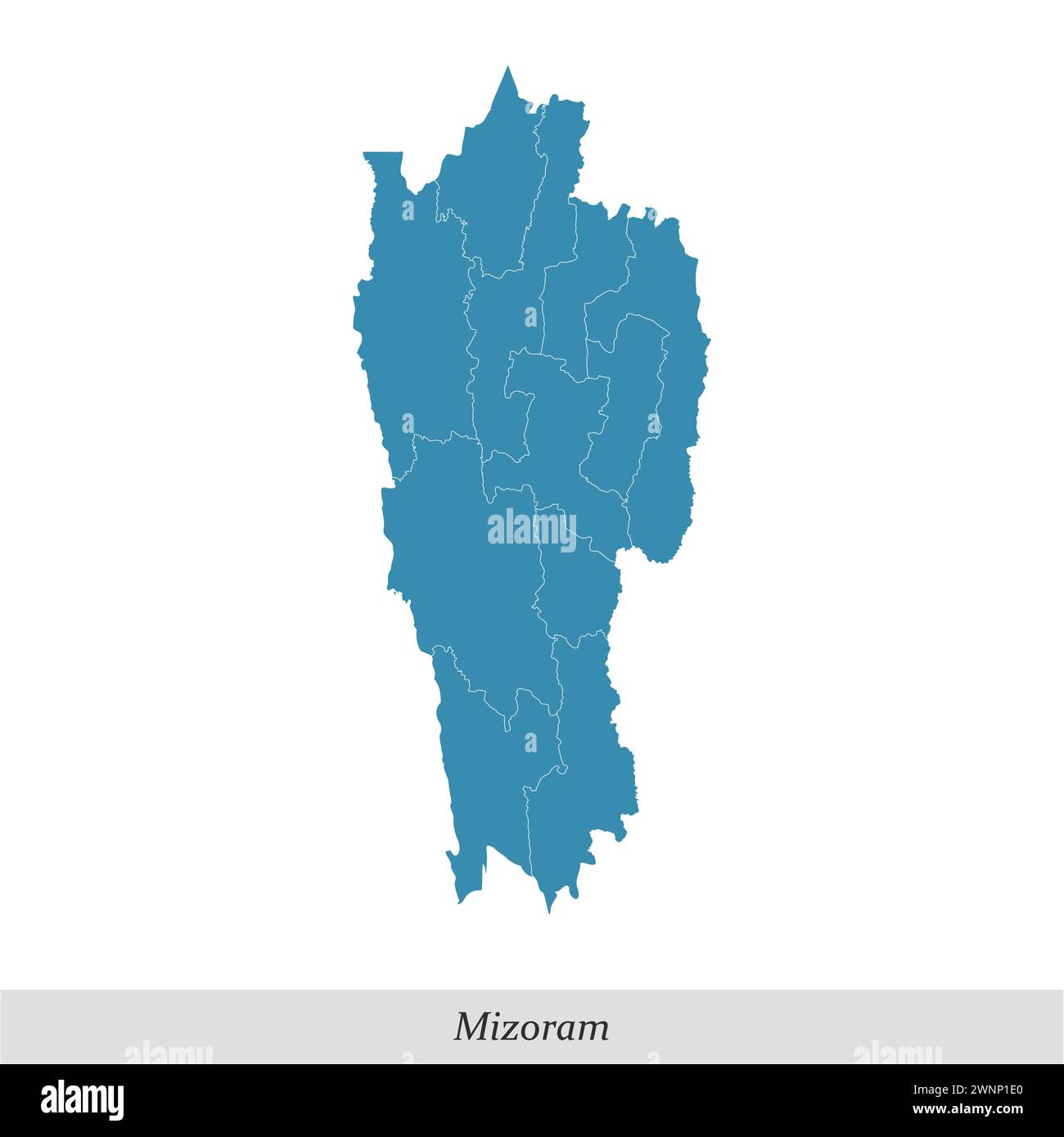 map of Mizoram is a state of India with borders districts Stock Vector ...