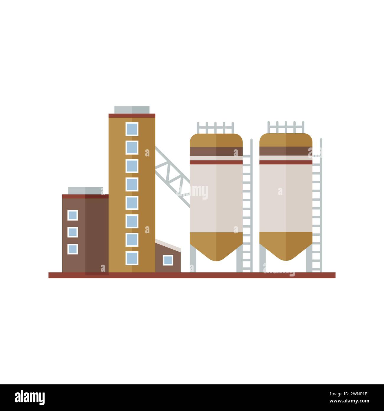 Factory structure with industrial buildings and tower, tanks for ...