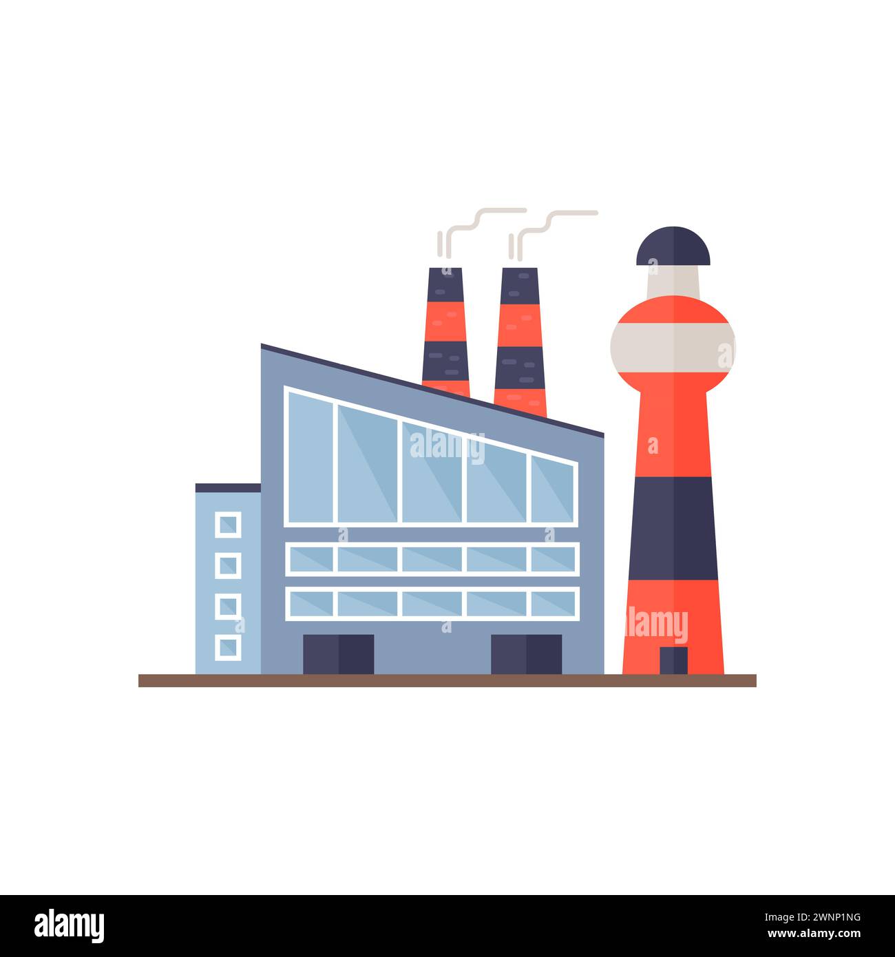 Industrial factory buildings, hangar construction and high smoke pipes ...