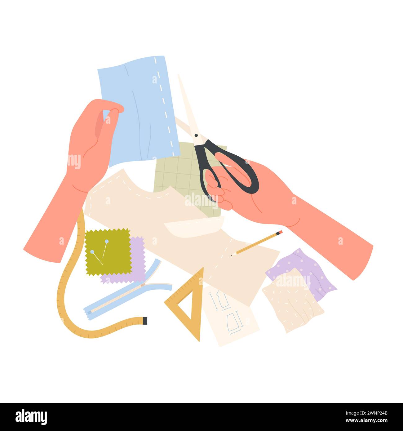 Creative handcraft workshop. Handmade craft hobby, working with hands ...