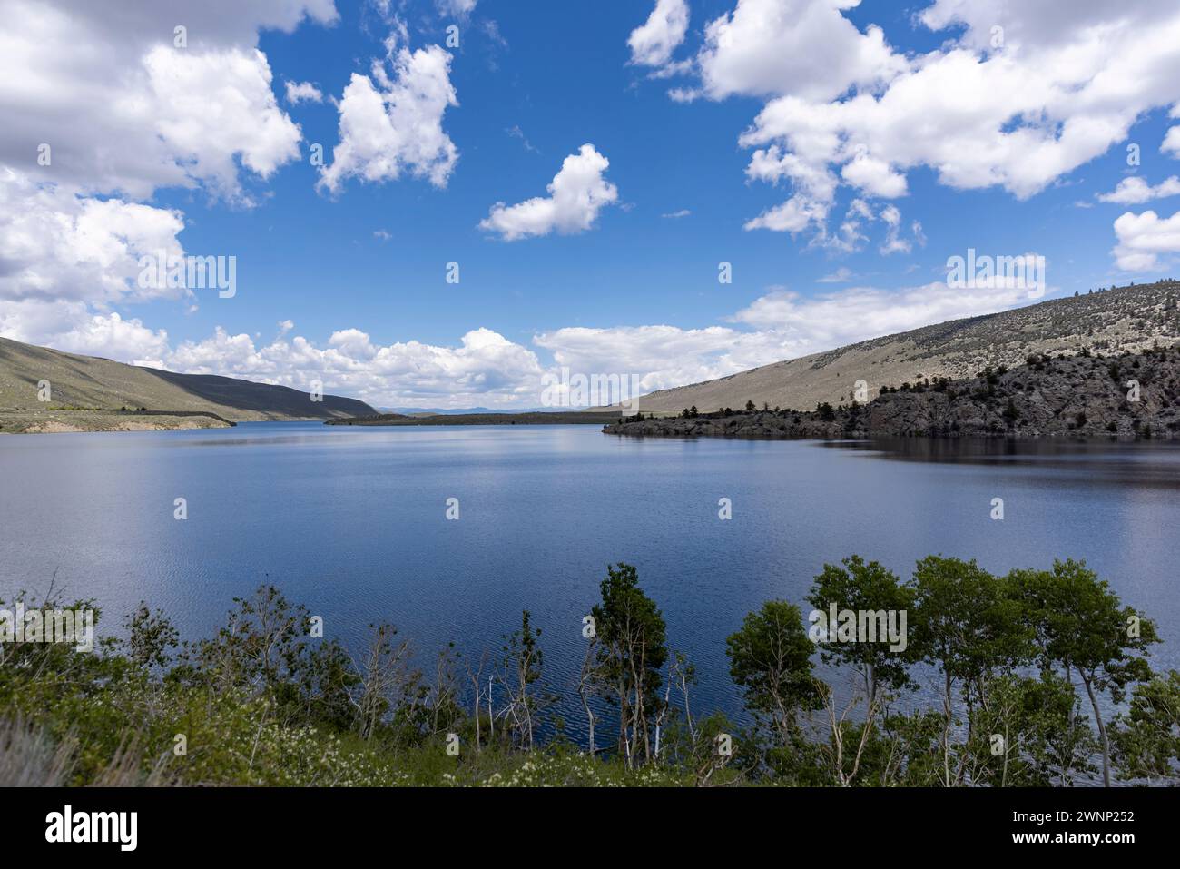 Grant Lake, one of June Lake reservoirs, was nearly empty in summer ...