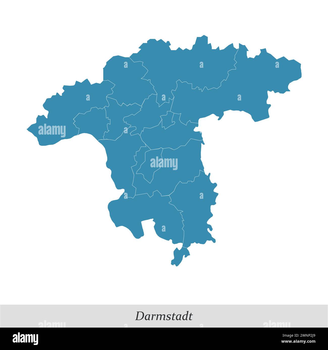map of Darmstadt is a region in Hesse state of Germany with borders ...