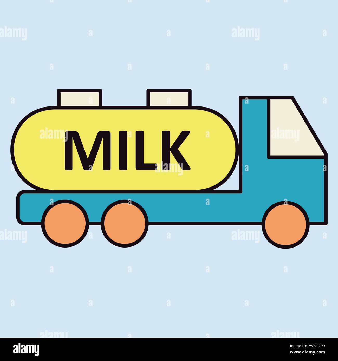 Dairy milk delivery service, truck with milk vector icon. Dairy product ...