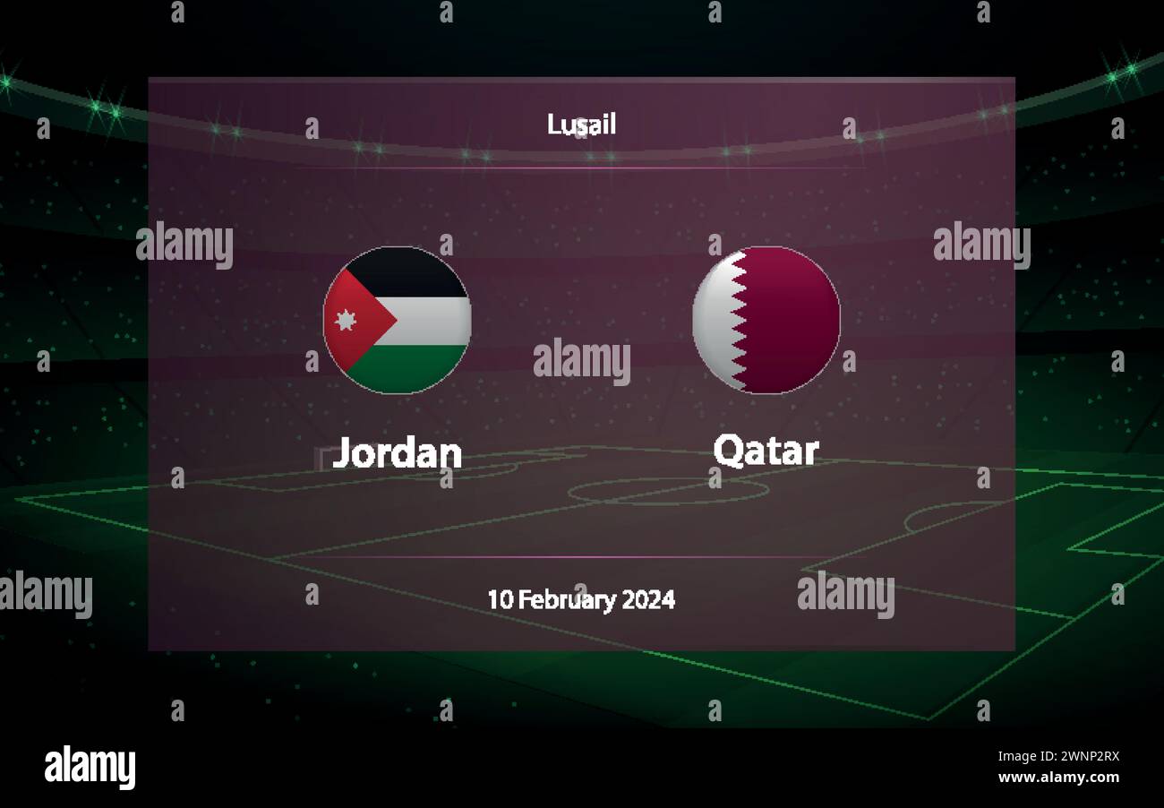 Jordan vs Qatar. knockout final Asia 2023, Soccer scoreboard broadcast ...