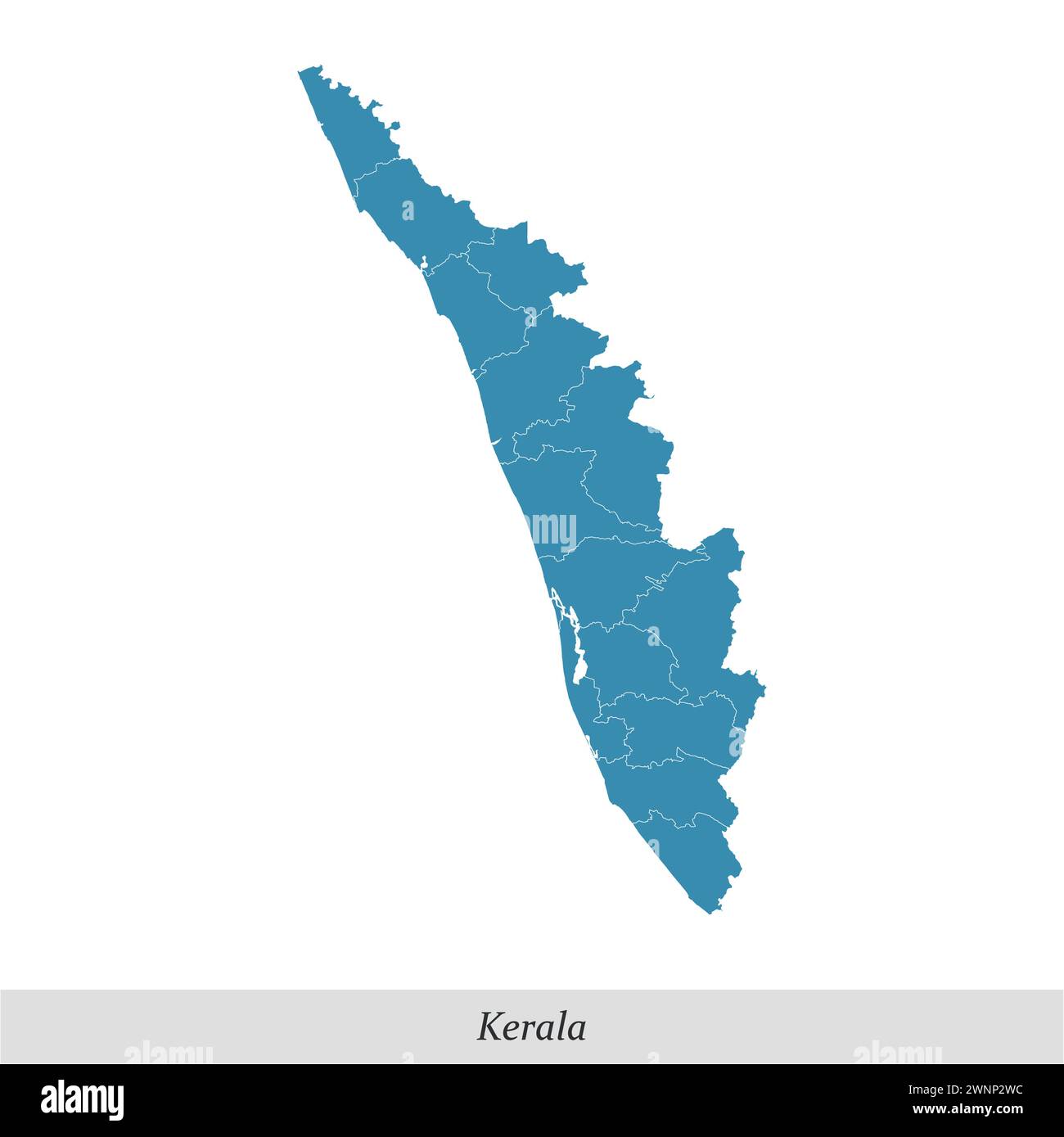 map of Kerala is a state of India with borders districts Stock Vector ...