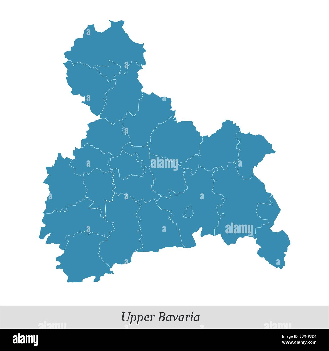 map of Upper Bavaria is a region in Bavaria state of Germany with borders municipalities Stock ...