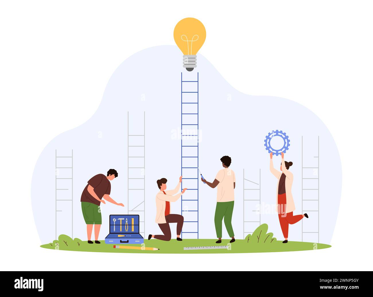 Career ladder opportunity, success step to creative business idea. Tiny ...