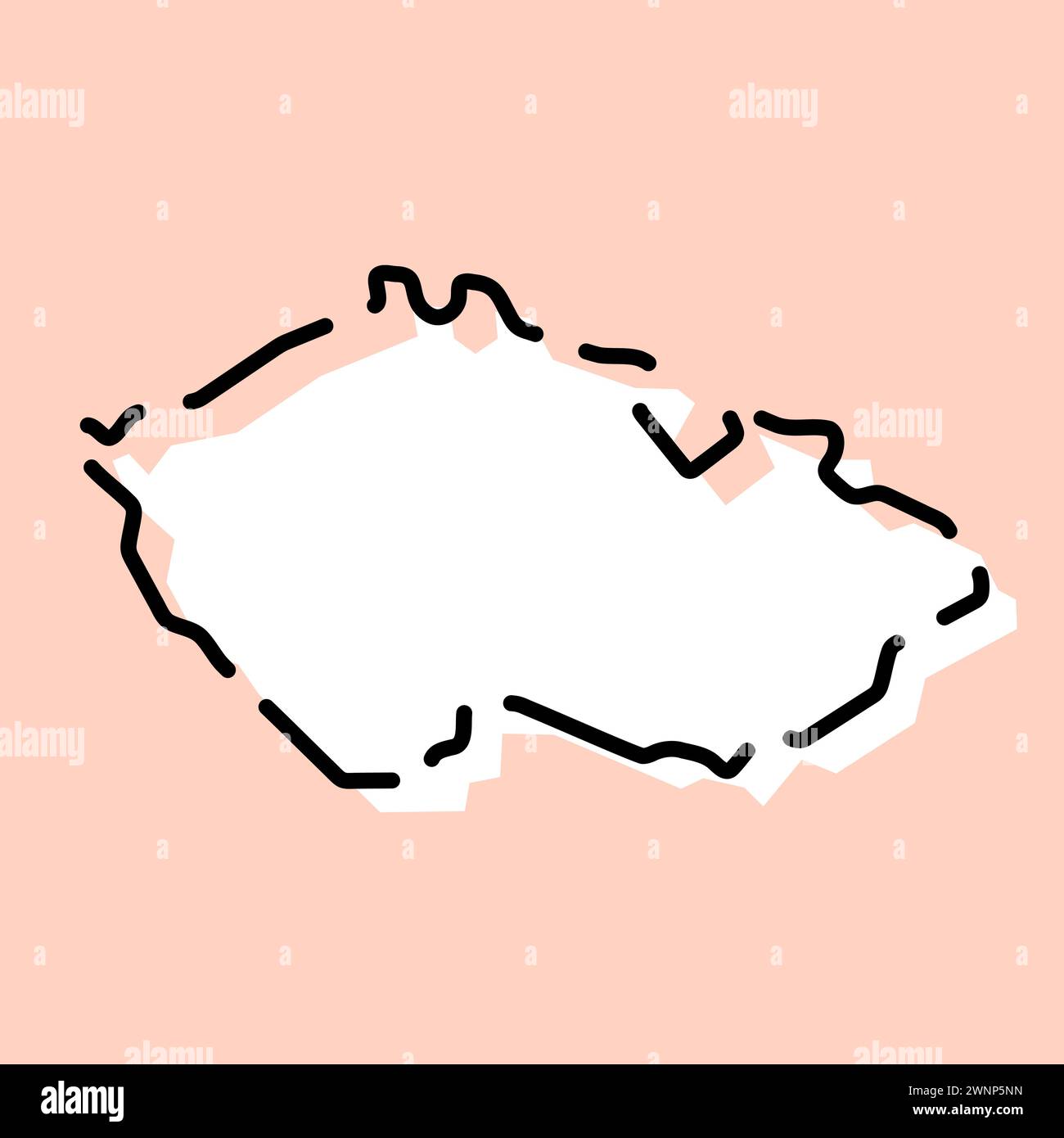 Czech Republic country simplified map. White silhouette with black ...