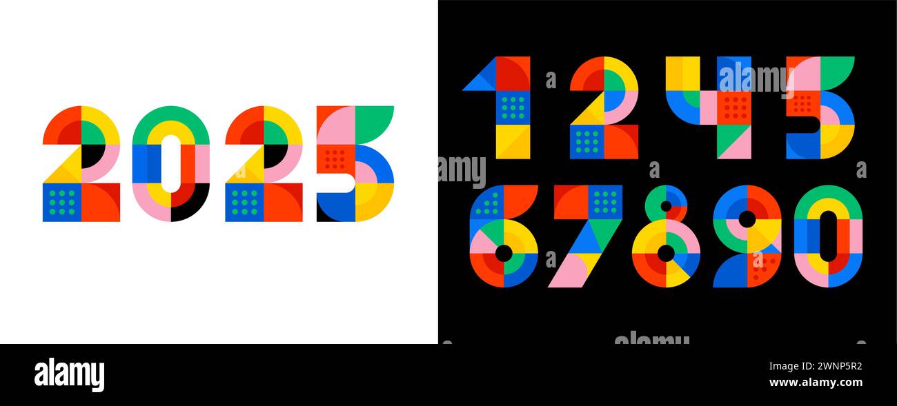 Geometric numbers colourful set. Collection of vector modern numbers ...