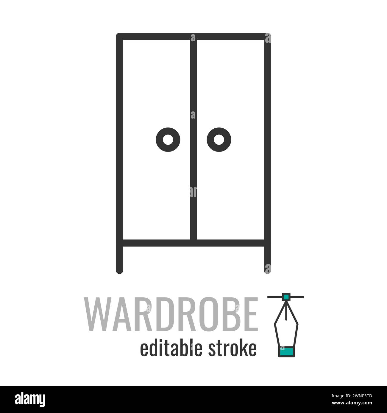 Wardrobe icon vector. Closet clothes outline vector sign, linear ...