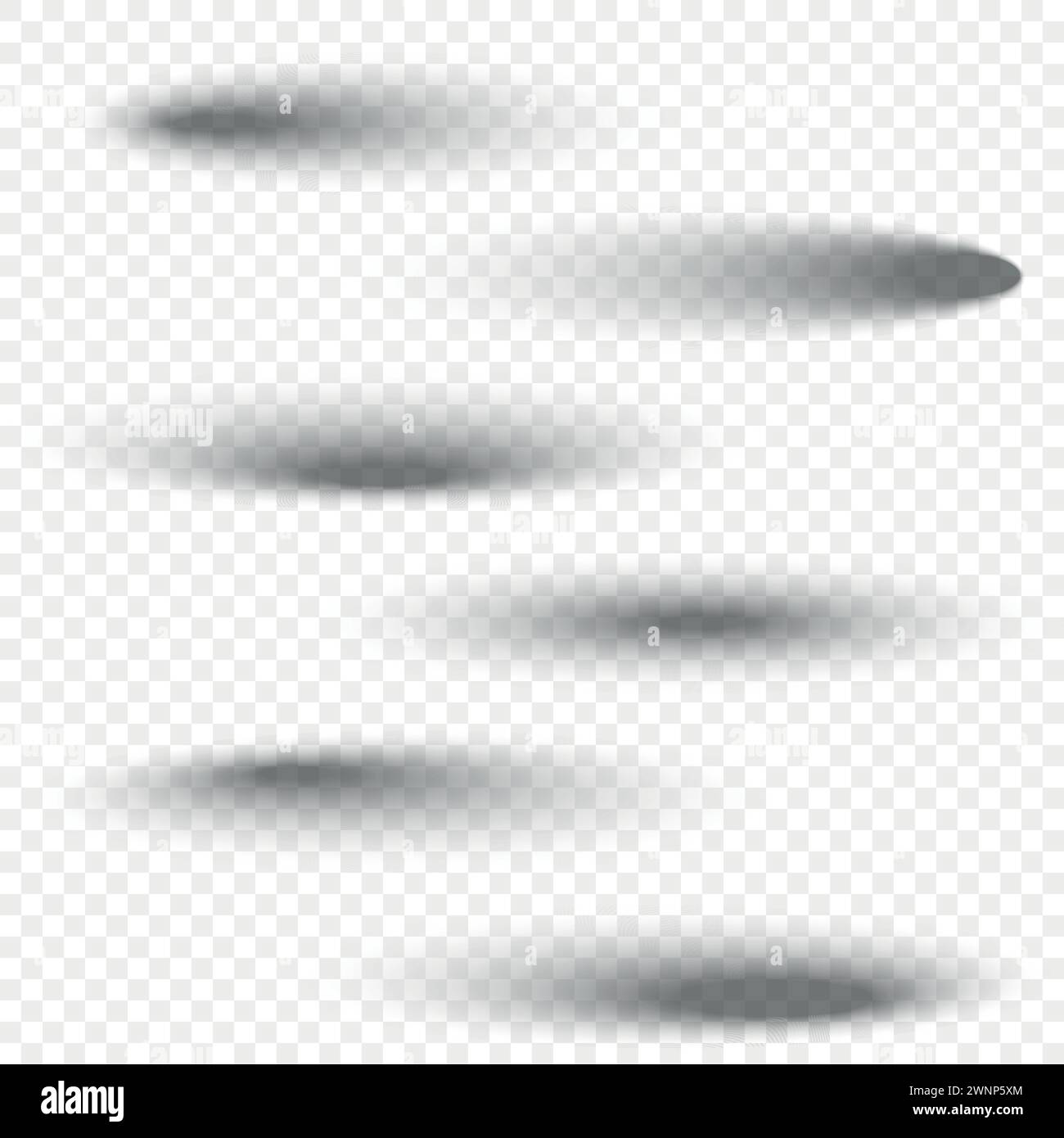 Set of varied transparent shadow overlays on a checkered backdrop Stock ...