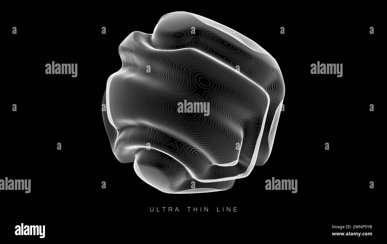 Ultra thin line fluid geometry. Dynamic vector distorted spheres Stock ...