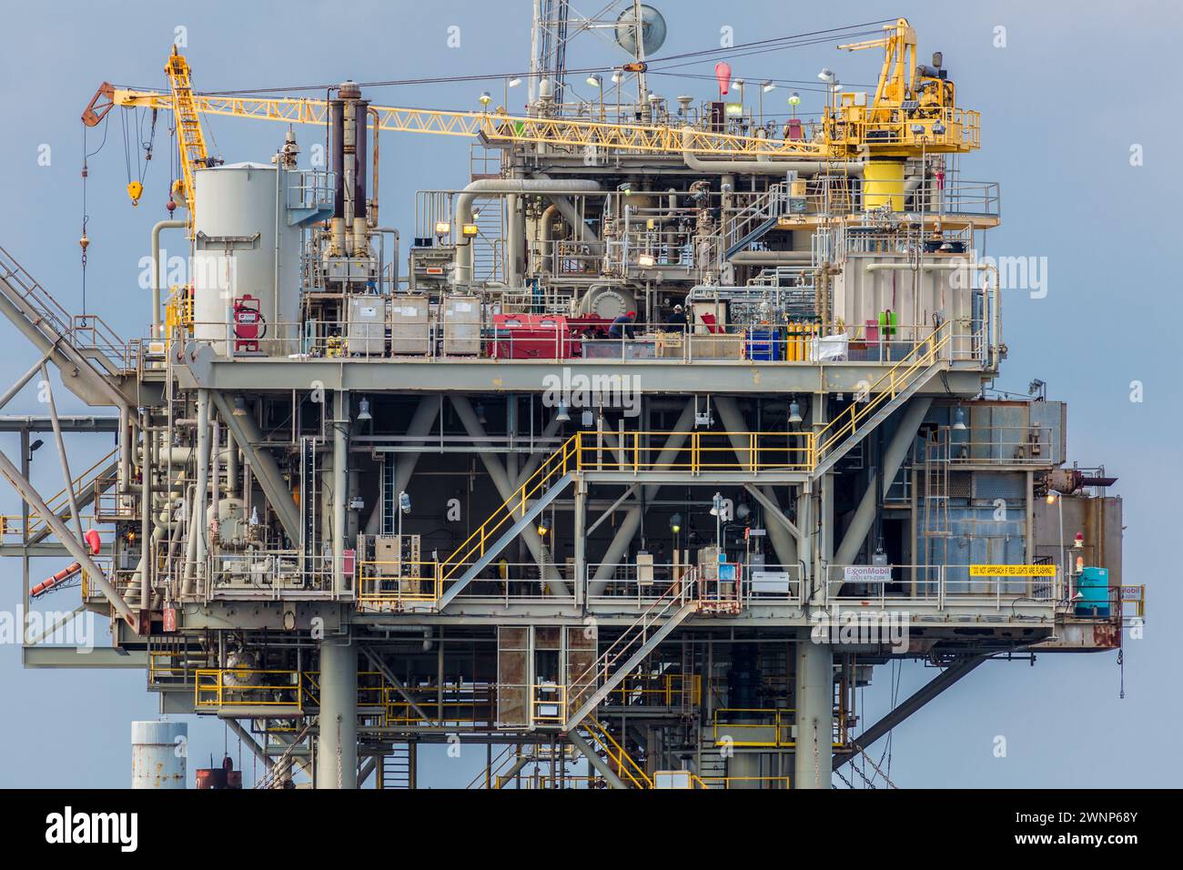 Close up of an Exxon Mobil offshore platform off Dauphin Island ...