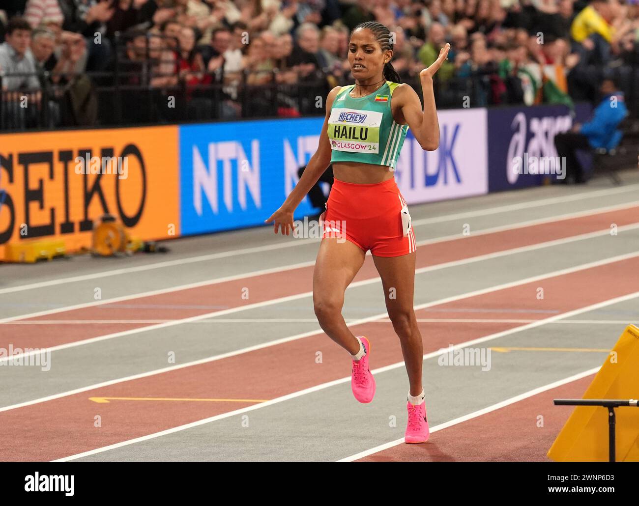 Ethiopia's Frewenyi Hailu celebrates gold for the Women's 1500m during ...