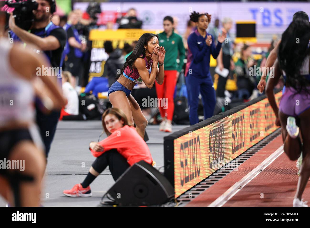 Glasgow on Sunday 3rd March 2024. Tara Davis-Woodhall (USA, Long Jump ...