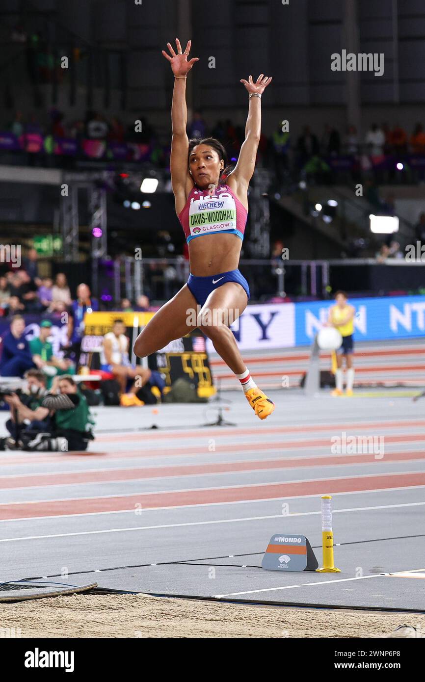Glasgow on Sunday 3rd March 2024. Tara Davis-Woodhall (USA, Long Jump ...