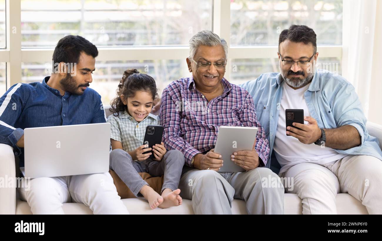 Indian old man sitting sofa laptop hi-res stock photography and images ...