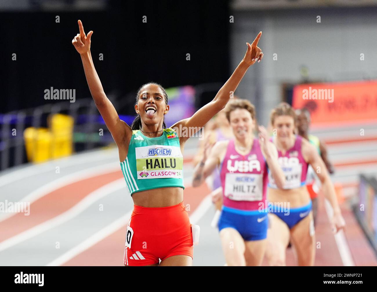 Ethiopia's Frewenyi Hailu celebrates gold in the Womens' 1500m final ...