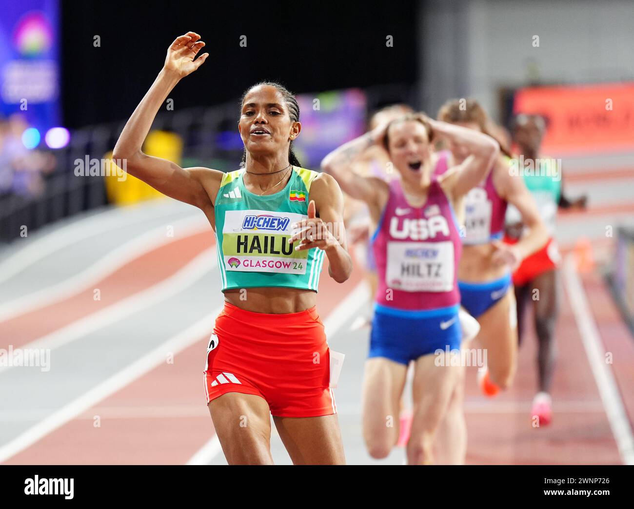 Ethiopia's Frewenyi Hailu celebrates gold in the Womens' 1500m final ...