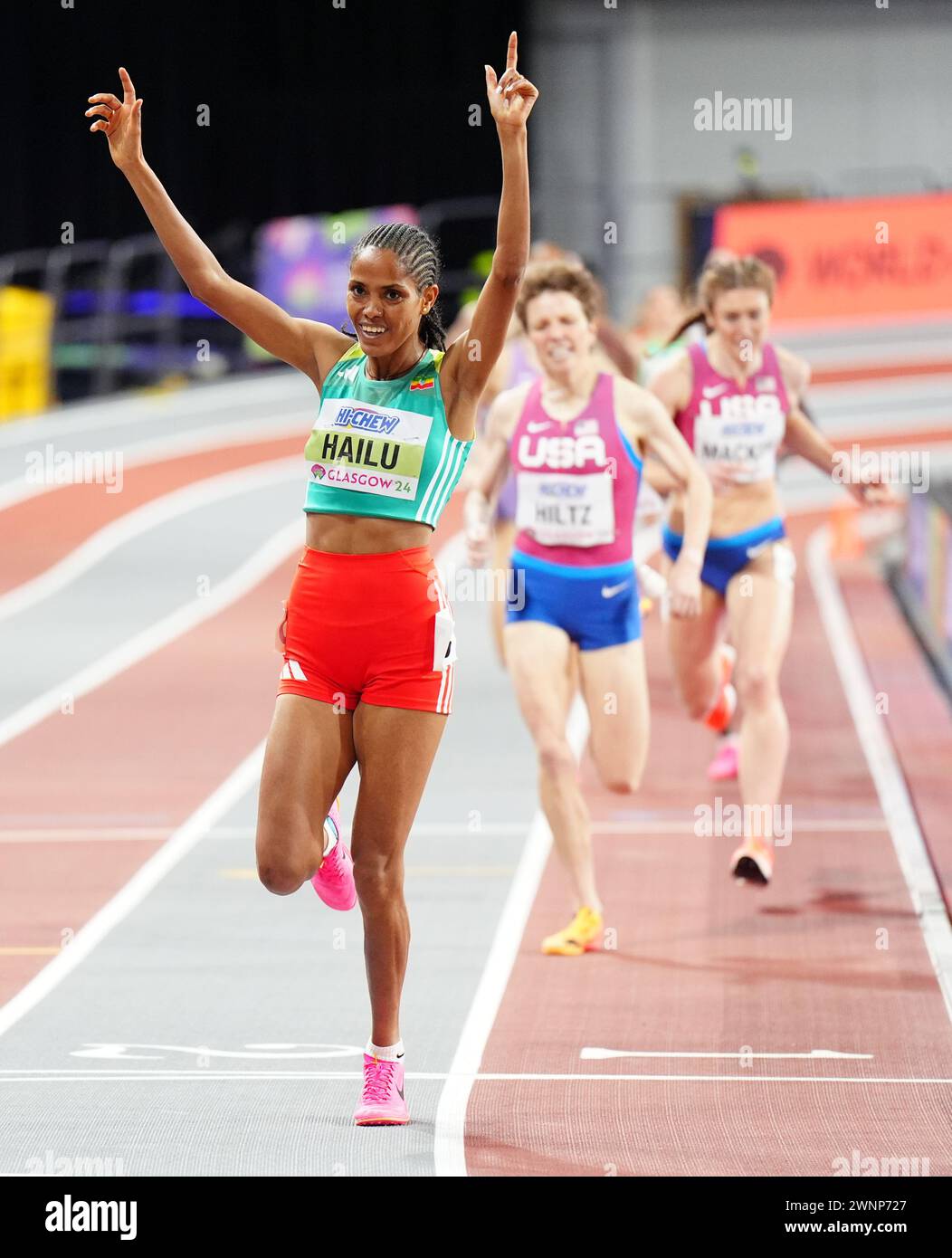 Ethiopia's Frewenyi Hailu celebrates gold in the Womens' 1500m final ...
