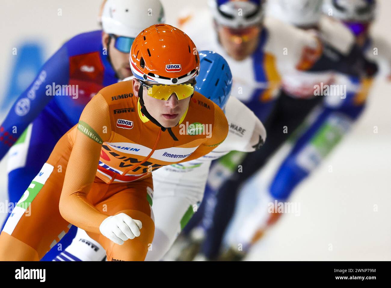 LEEUWARDEN - Skater Harm Visser in the orange leader's suit during the ...