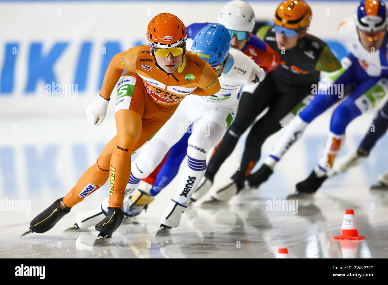 LEEUWARDEN - Skater Harm Visser in the orange leader's suit during the ...
