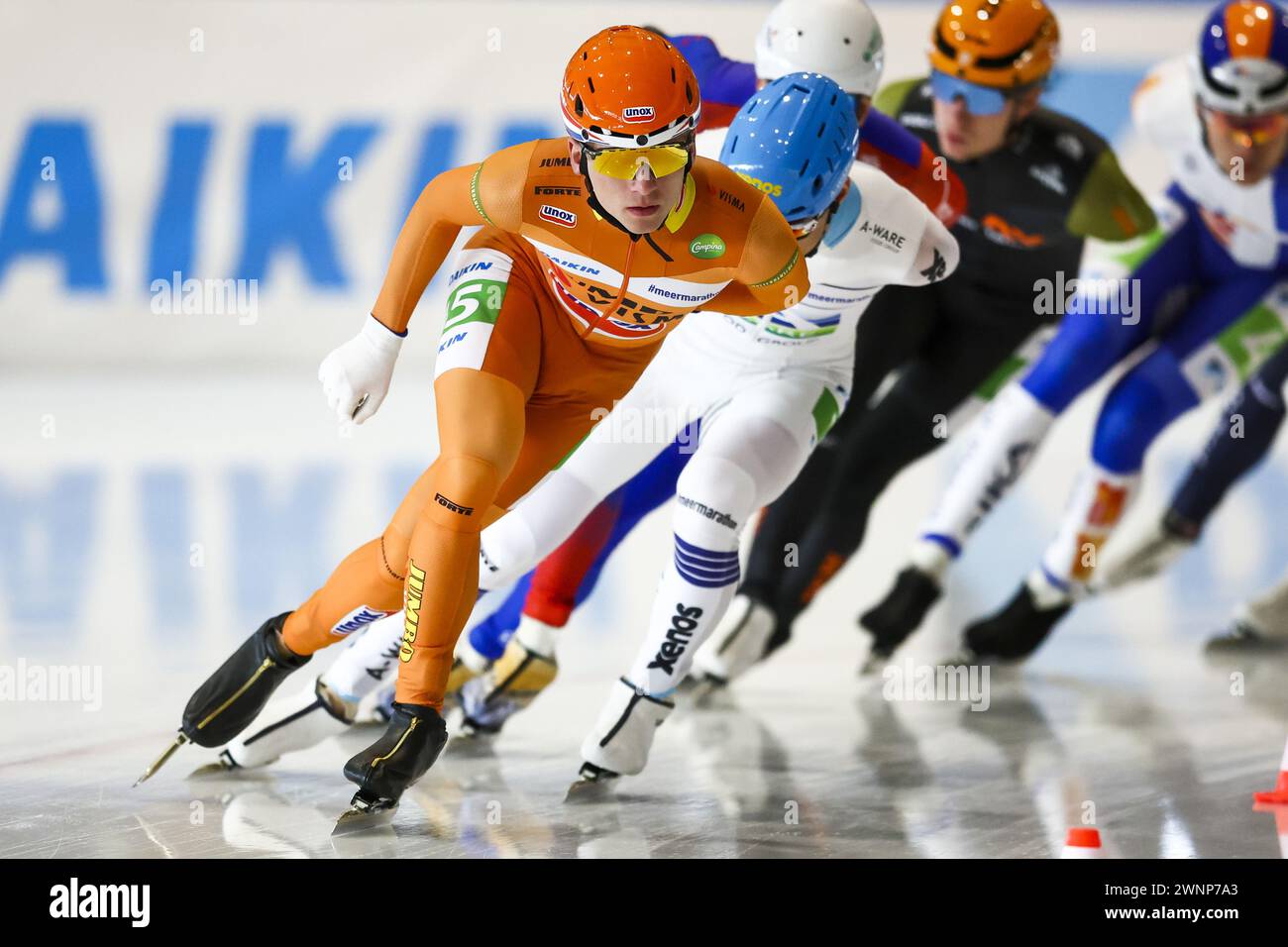 LEEUWARDEN - Skater Harm Visser in the orange leader's suit during the ...
