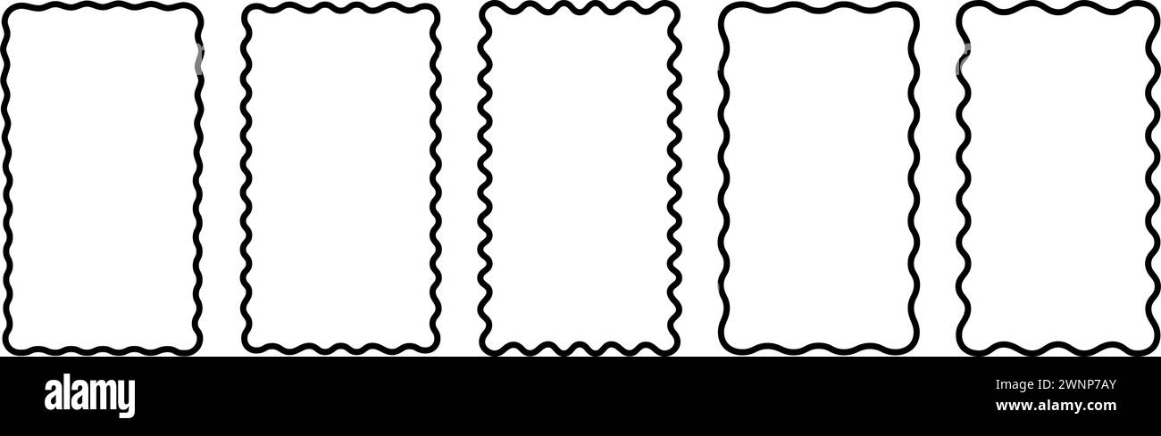 Set Of Rectangle Frames With Wavy Edges Rectangular Shapes With Wiggly Borders Picture Or