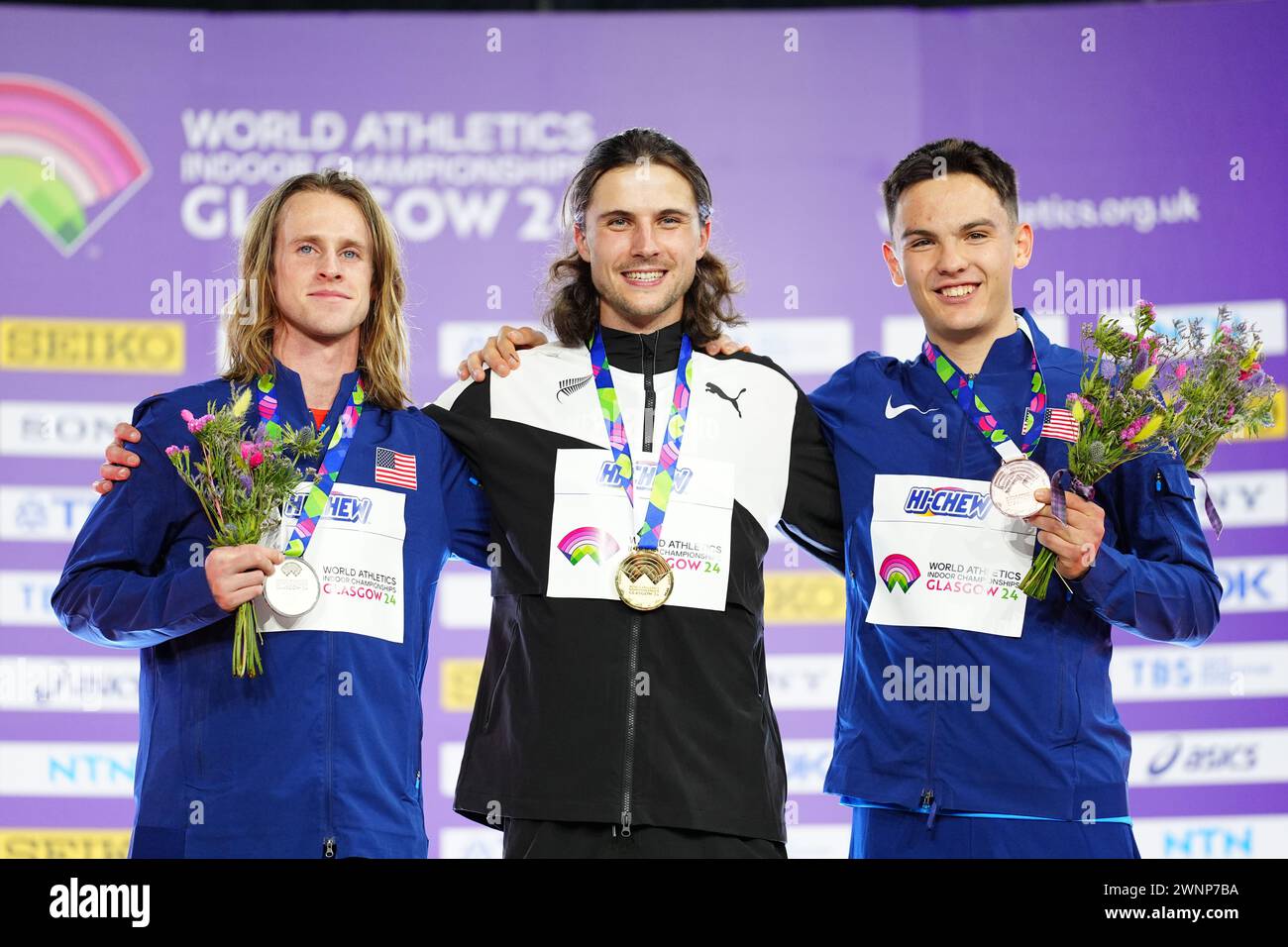 USA's Cole Hocker, silver, New Zealand's Geordie Beamish, gold, and USA ...