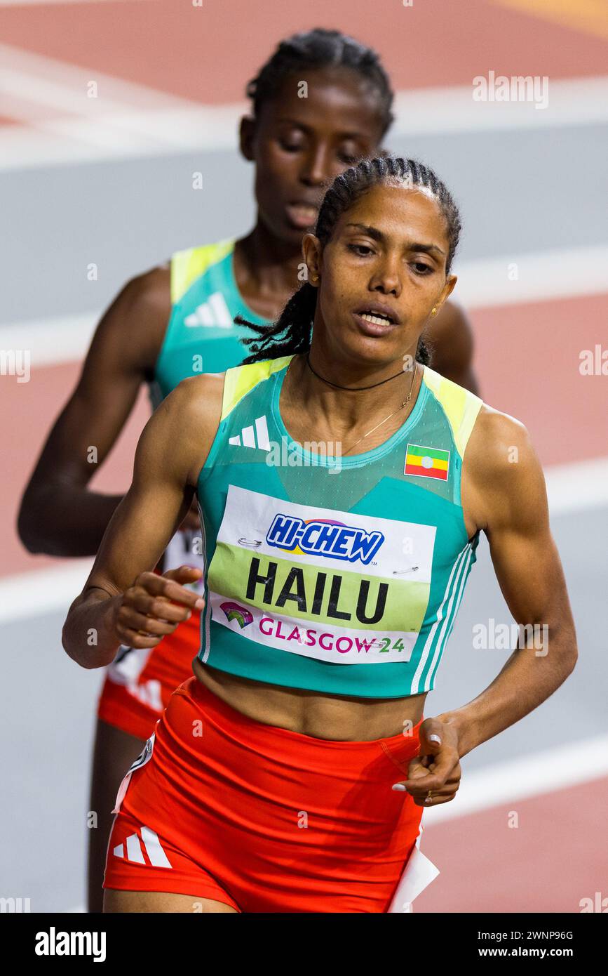Glasgow, Scotland. 03 March 2024. Freweyni HAILU (ETH) woman’s 1500m winner Credit: Raymond ...