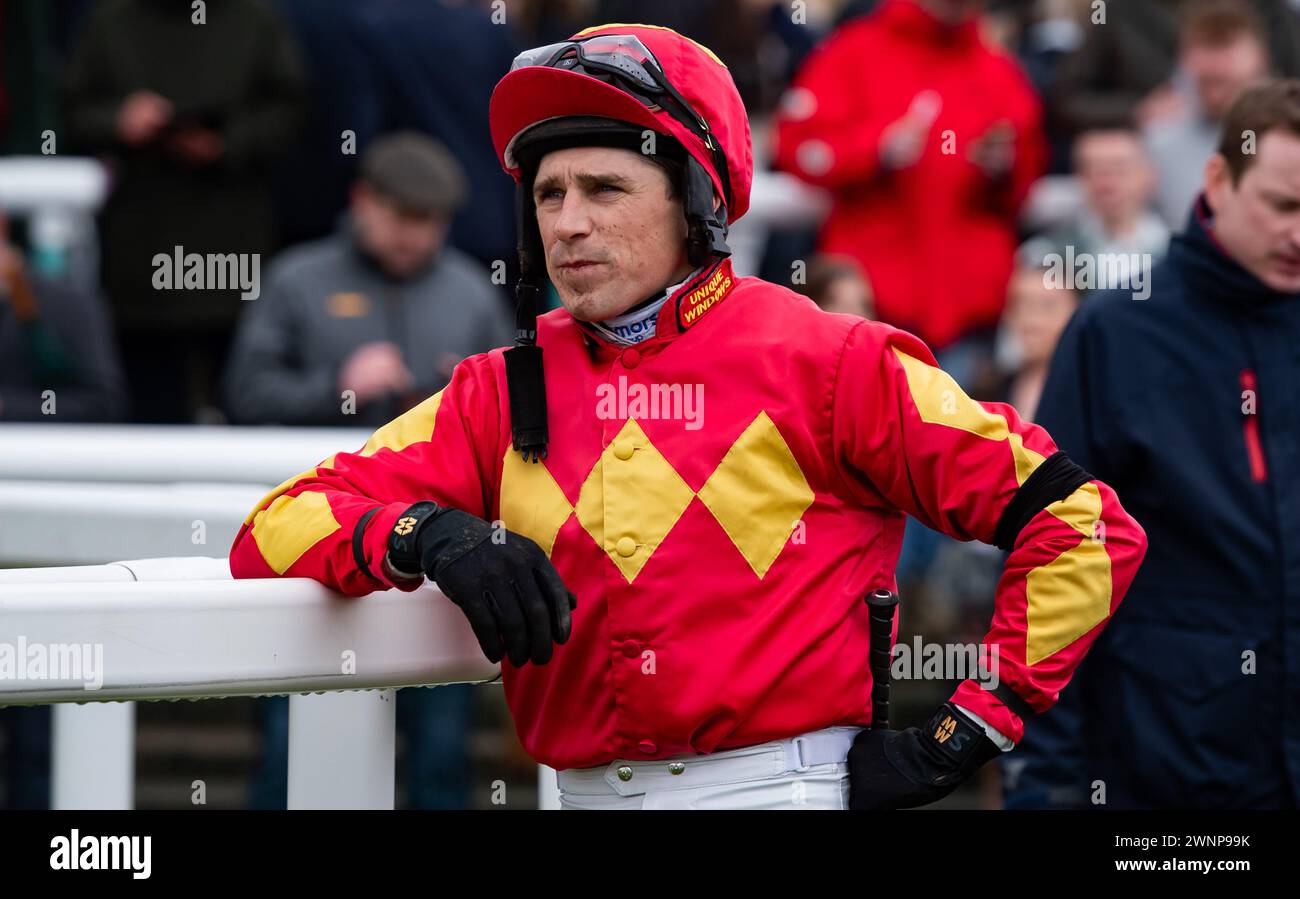 Harry Skelton watches the big screen prior to riding at Doncaster ...