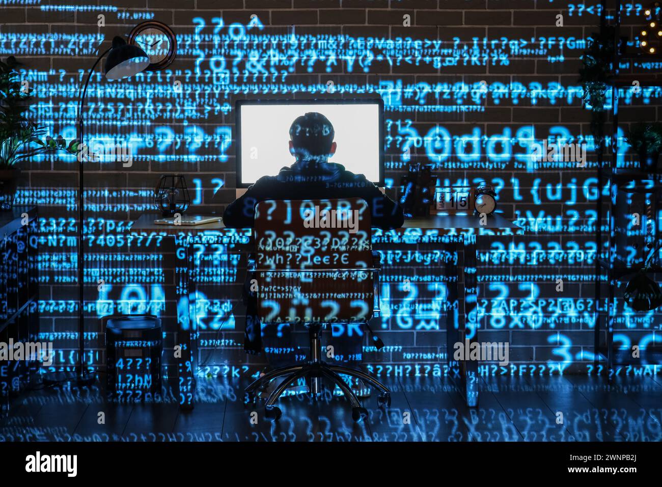 Back view male hacker access hi-res stock photography and images - Alamy