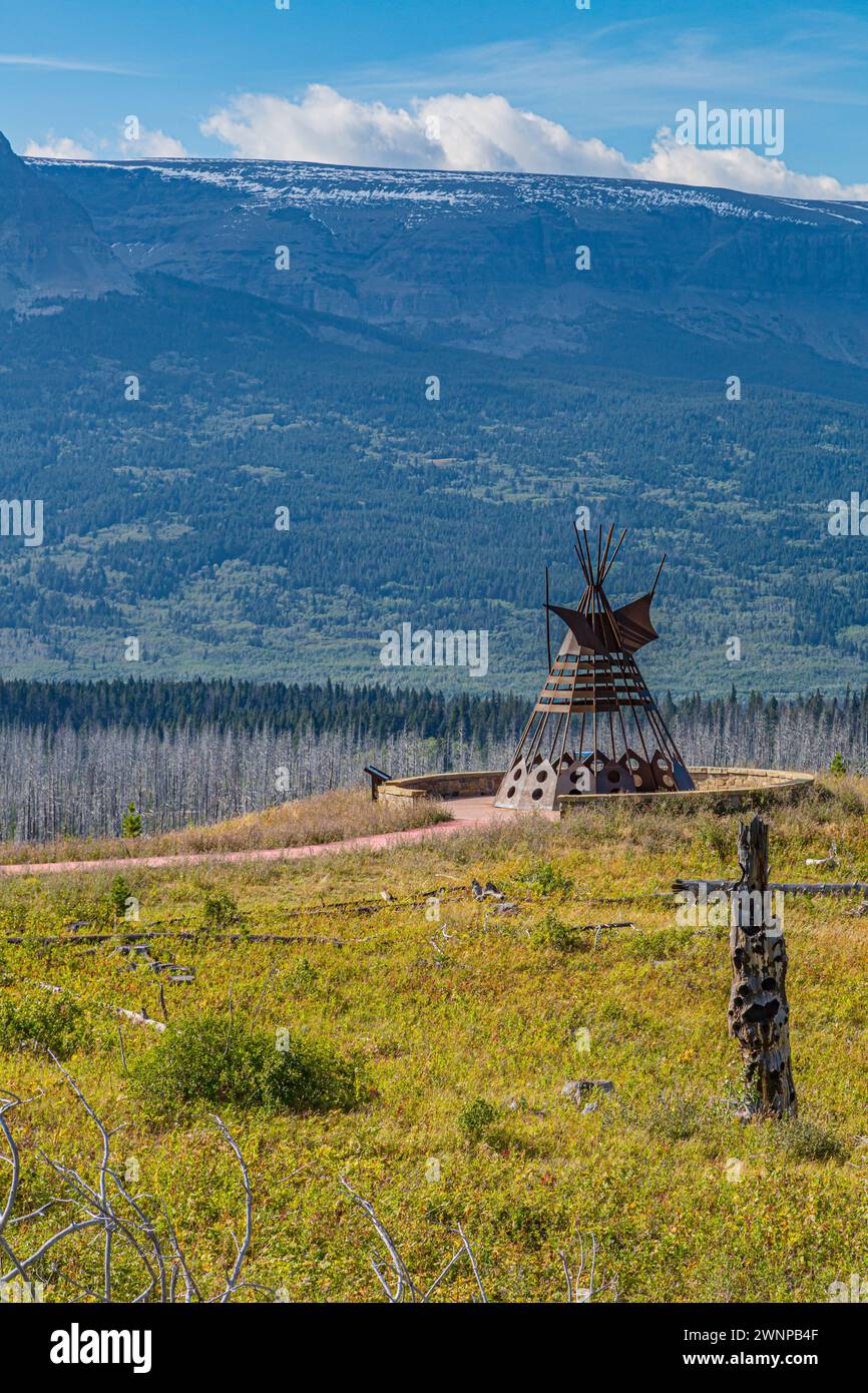 Metal sculpture of a teepee at the Blackfeet Indian Memorial on Hwy 89 ...