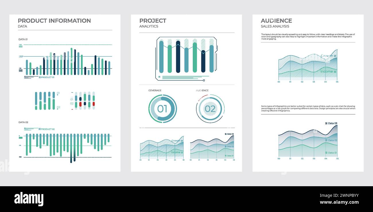 Project business analysis charts in color. Vector illustration Stock ...