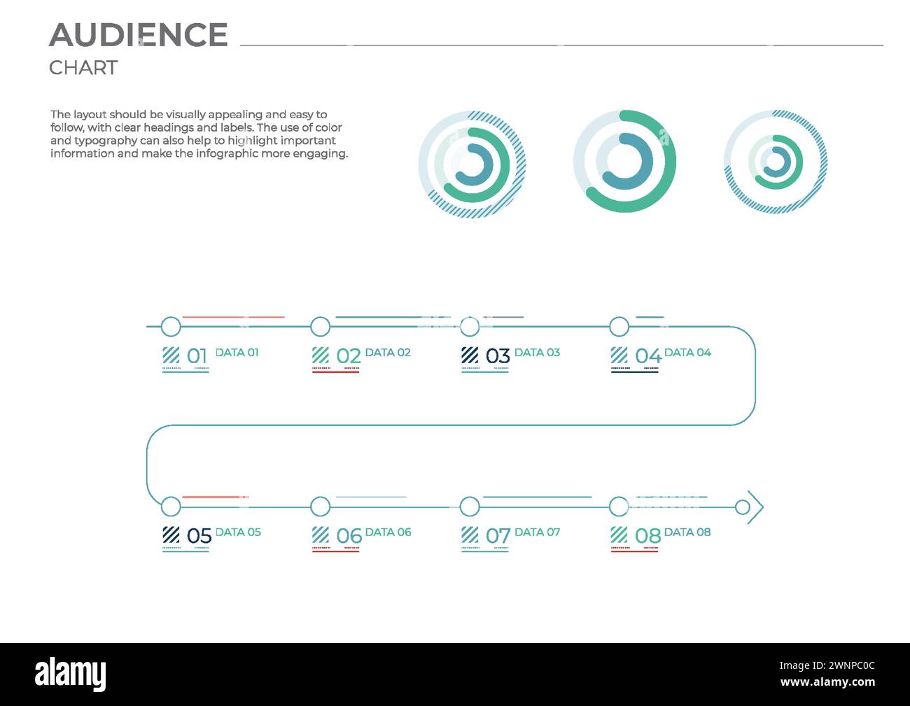 Coverage audience business charts in color. Vector data illustration ...