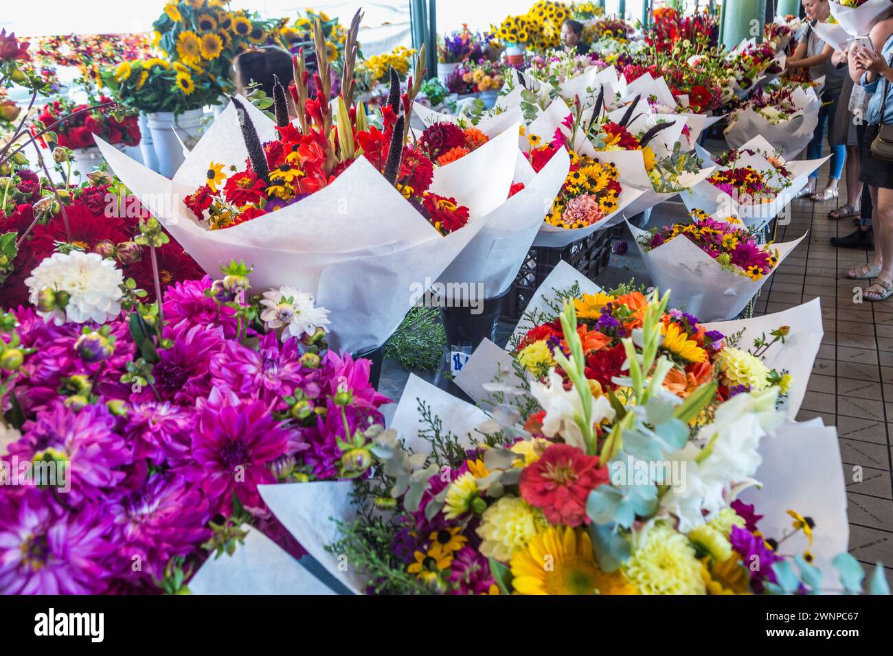 Flower arrangements for sale at the Pike Place Market in downtown ...
