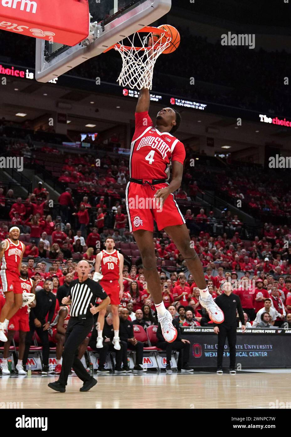 COLUMBUS, OH - MARCH 03: Dale Bonner #4 of the Ohio State Buckeyes lay ...