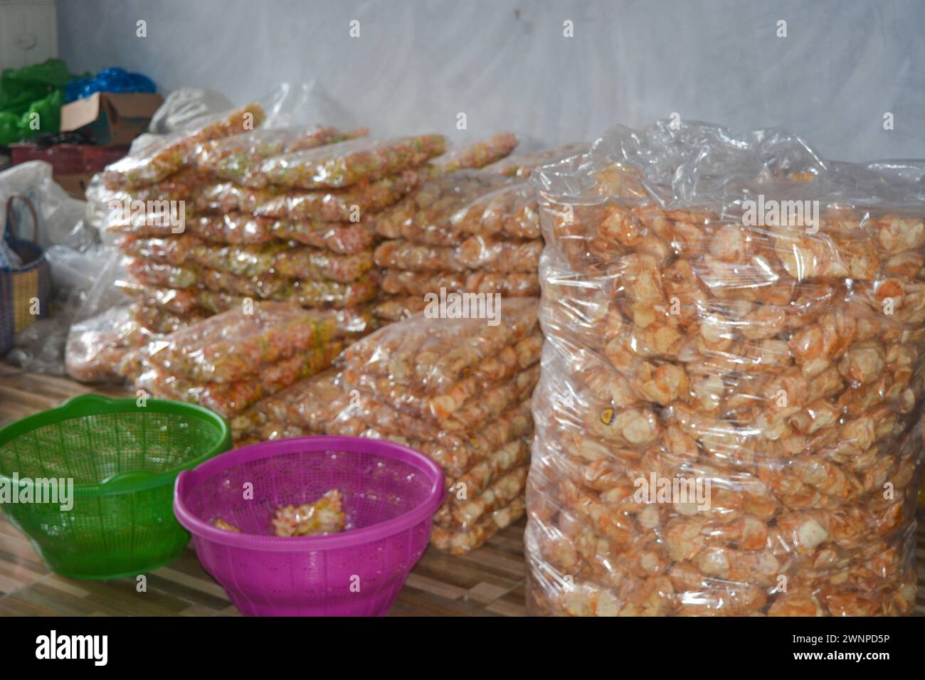20 September 2023, Photo of lots of piles of light snacks for sale ...