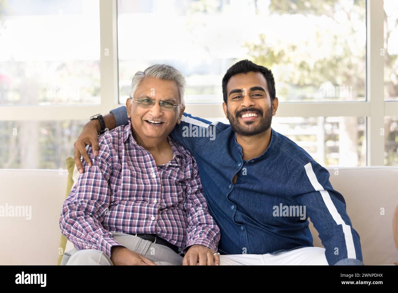 Indian son with old dad hi-res stock photography and images - Alamy