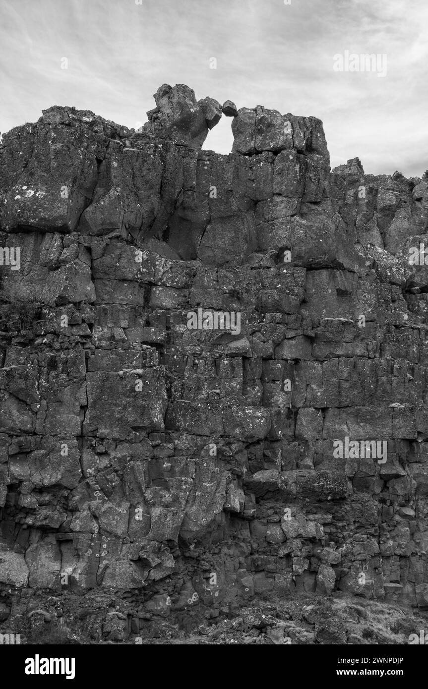 Iceland golden circle tectonic plates Black and White Stock Photos ...