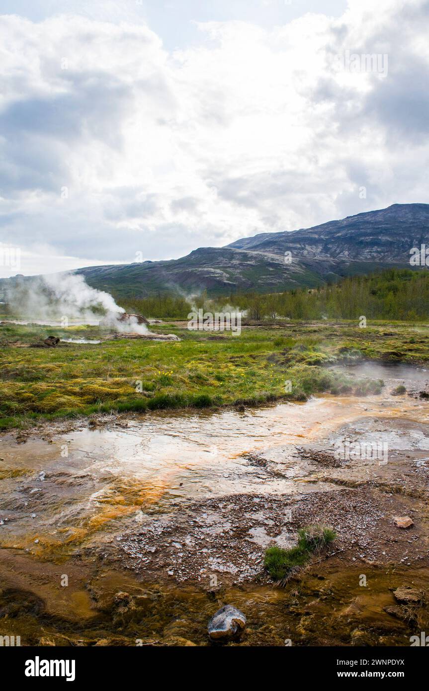 Geysir geothermal area - Haukadalur valley Stock Photo - Alamy