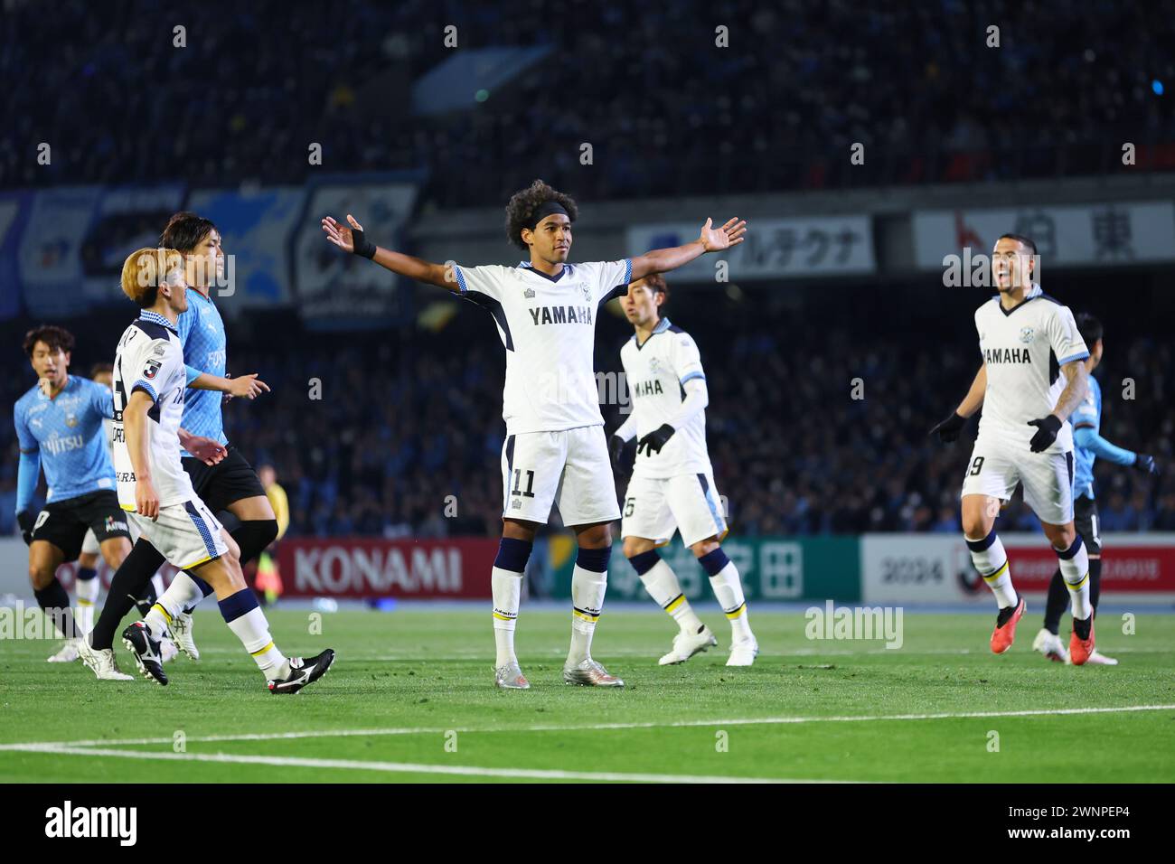 Uvance Kawasaki Todoroki Stadium by Fujitsu, Kanagawa, Japan. 1st Mar, 2024. Ryo Germain (Jubilo ...