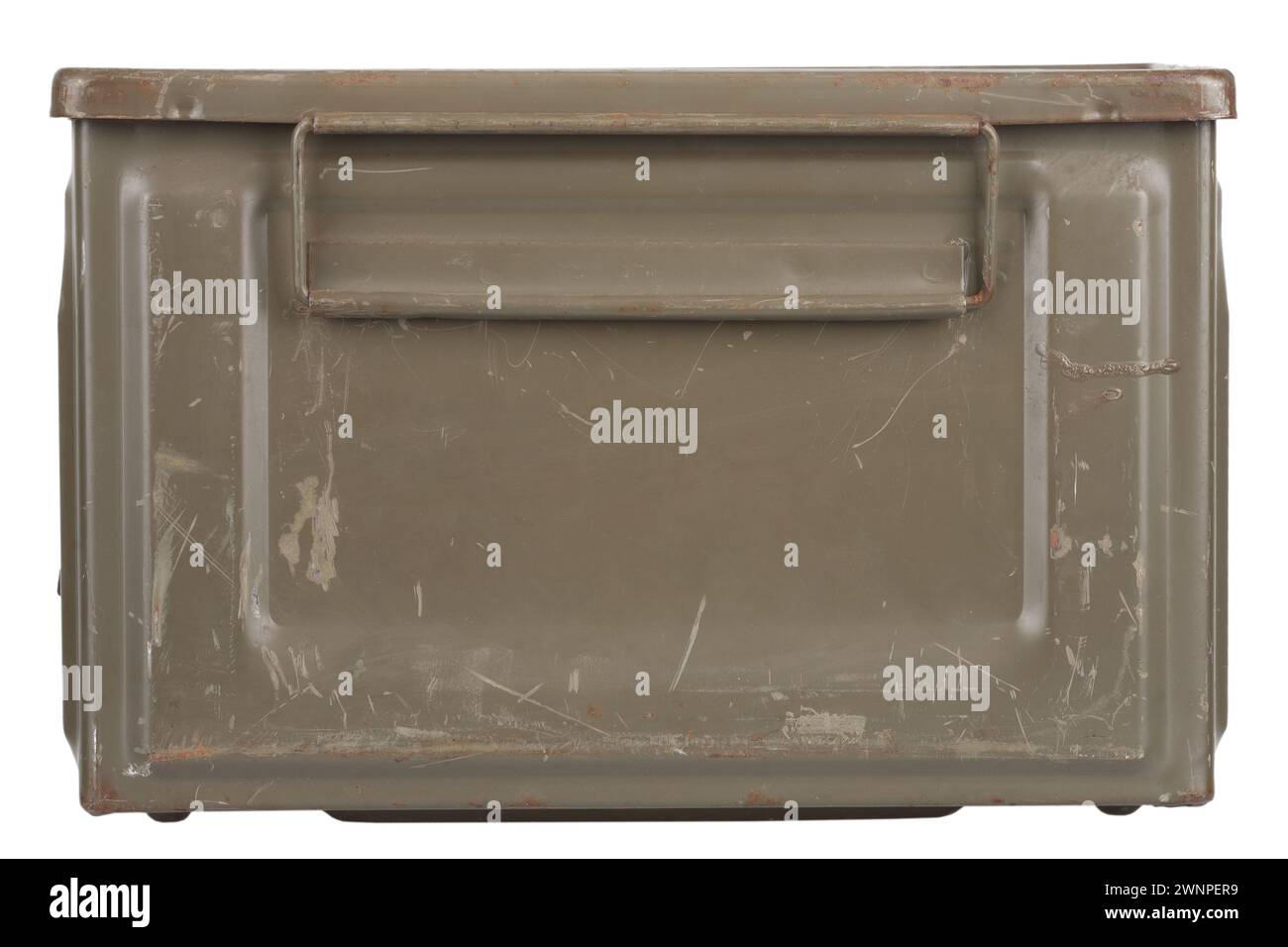 US army green metal .50 cal ammo can isolated on white background Stock Photo - Alamy